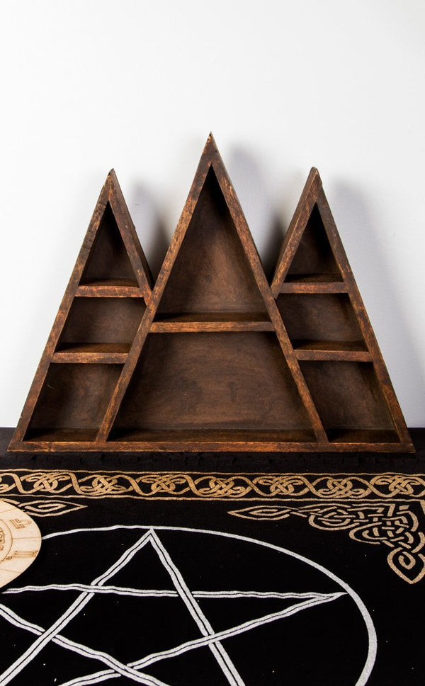 Rustic Pyramids Wooden Hanging Shelf | Pagan Witchy Decor Australia