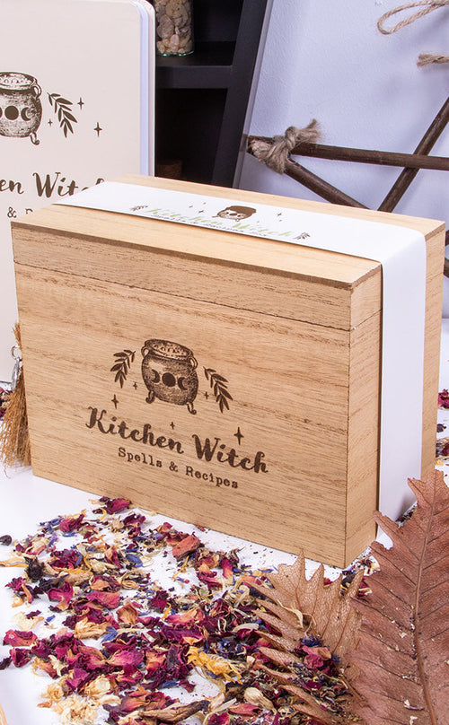 Kitchen Witch Wooden Recipe Box | Witchy Gothic Gifts