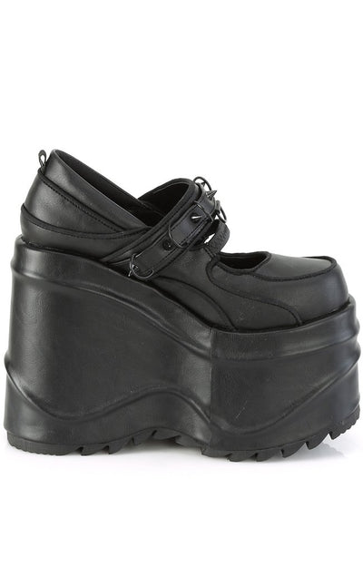 Demonia WAVE-32 Black Platform Mary Janes | Gothic Shoes Australia